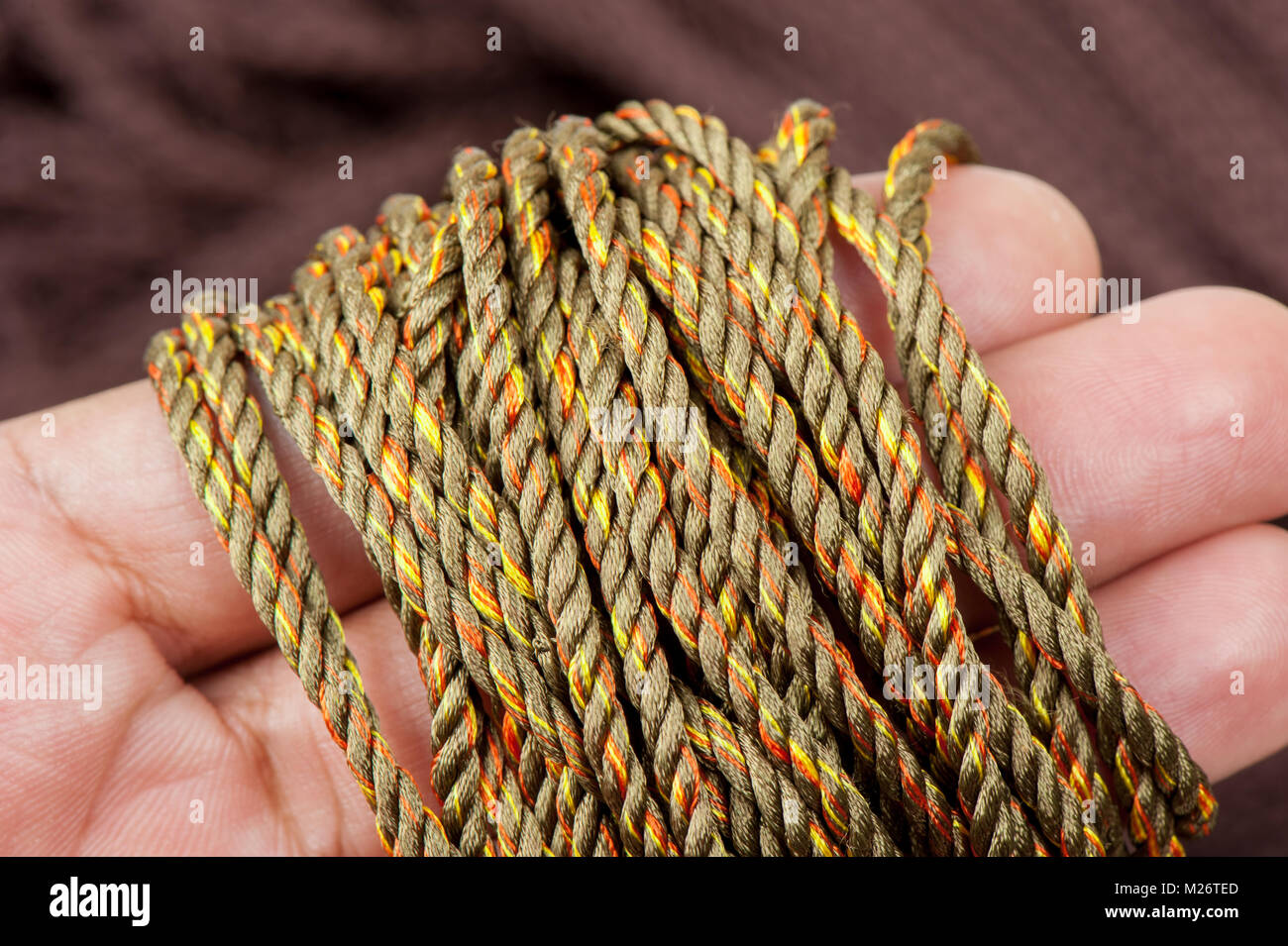 closeup polyester rope, Synthetic fibres rope Stock Photo - Alamy