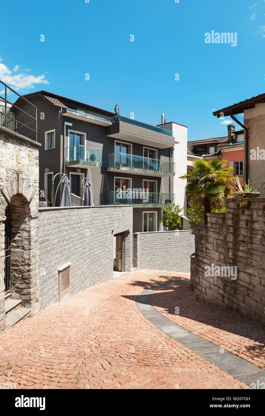 Modern house, outdoor, view from the street Stock Photo - Alamy