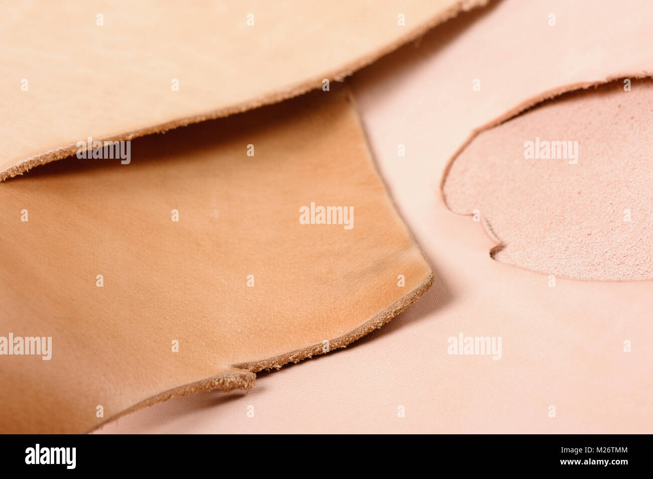 closeup texture of vegetable tanned leather, raw material for leather ...