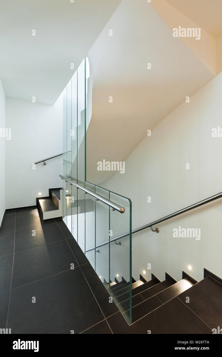 interior modern house, entrance, staircase view Stock Photo - Alamy