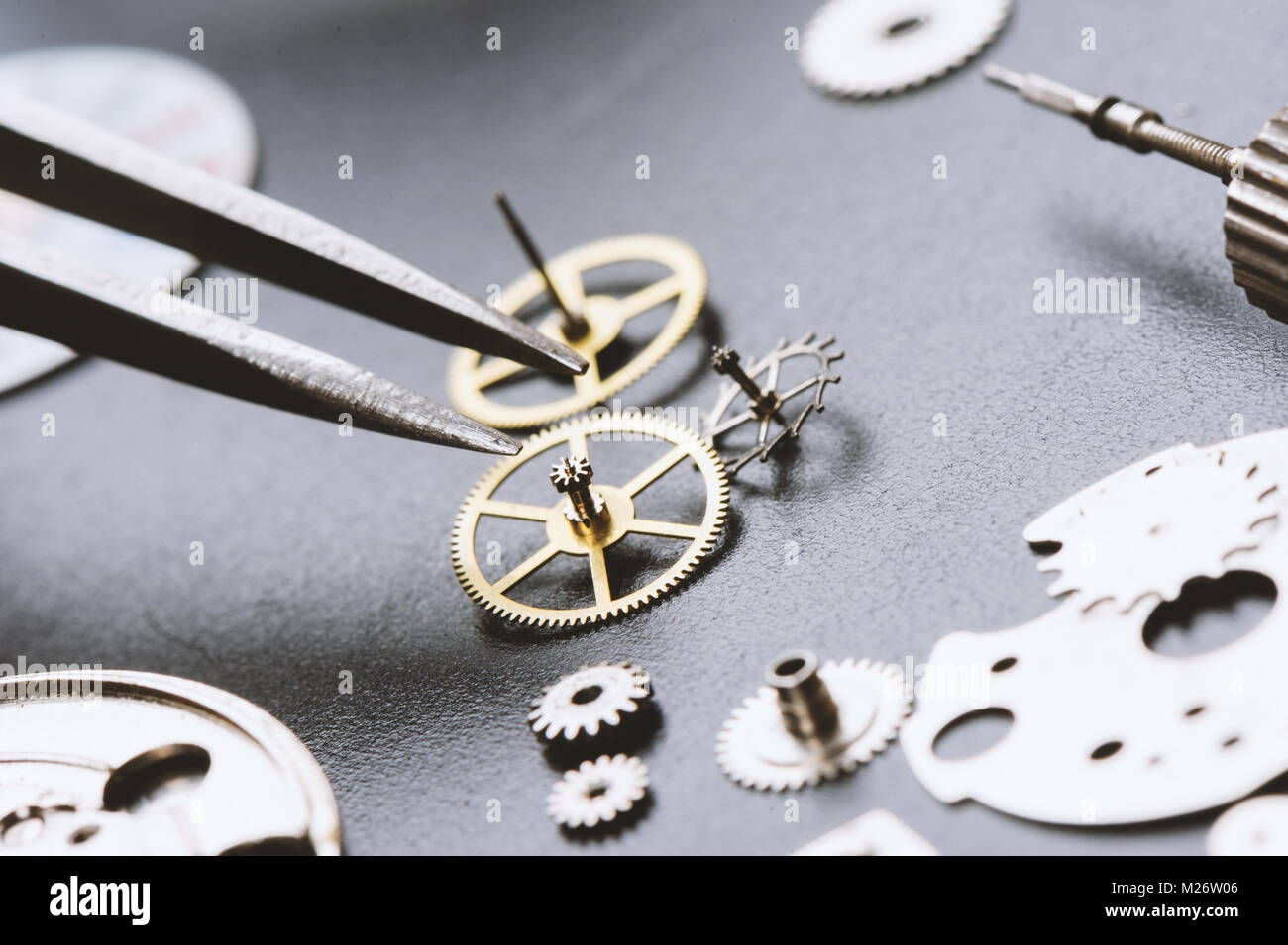 closeup the parts of automatic wristwatch Stock Photo - Alamy