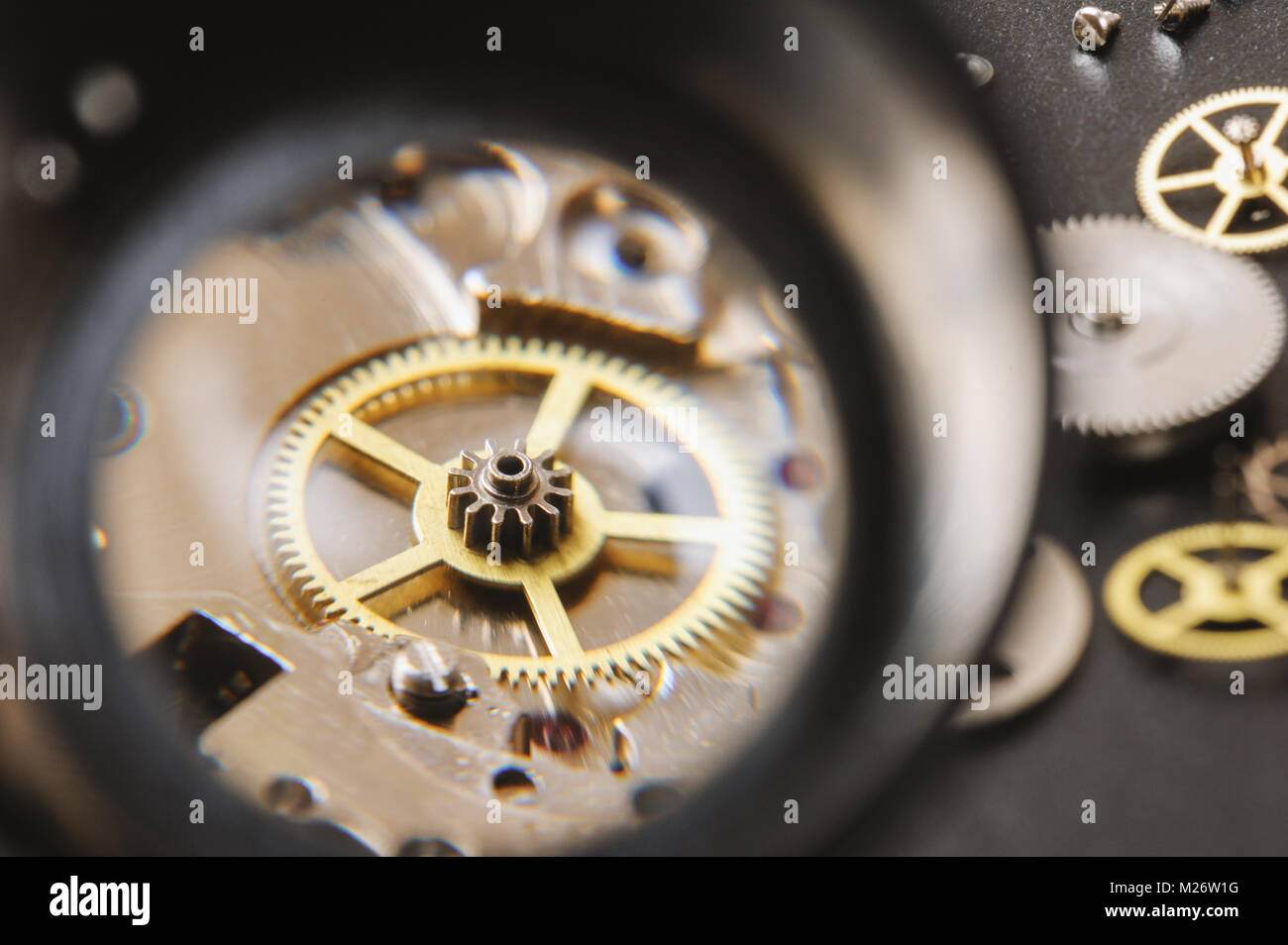 closeup the parts of automatic wristwatch Stock Photo - Alamy
