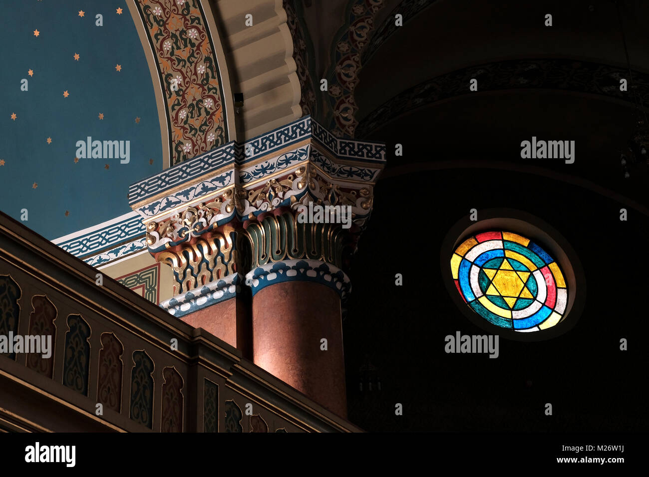 The Jewish Star of David stained glassed window inside the Sofia ...