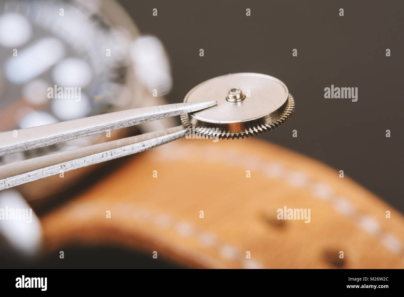 closeup the parts of automatic wristwatch, Mainspring Stock Photo - Alamy