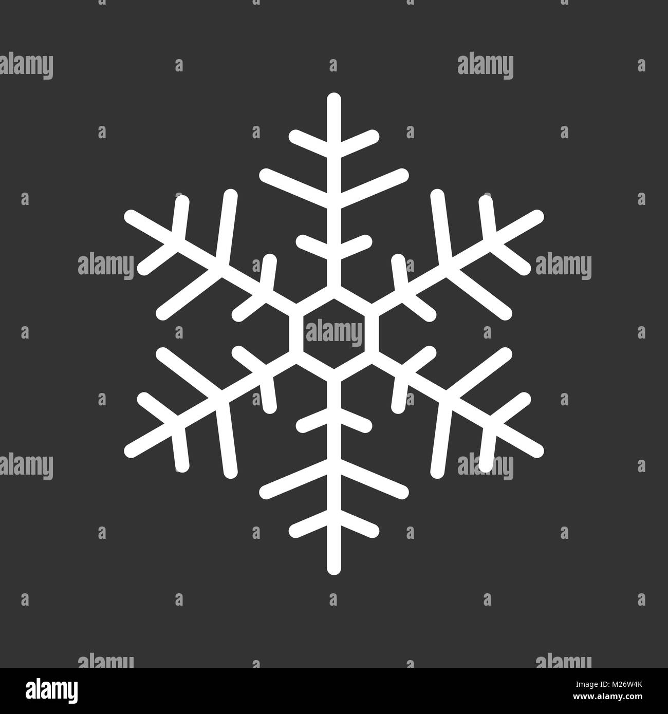 Snowflake icon vector illustration in flat style isolated on black ...