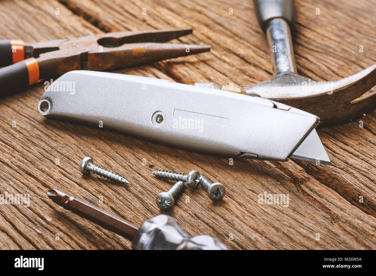 the retractable utility knife with Heavy-Duty Utility Blade Stock Photo ...