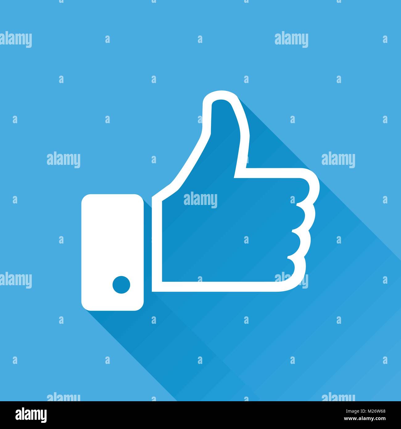 Like icon vector illustration in flat style isolated on blue background ...