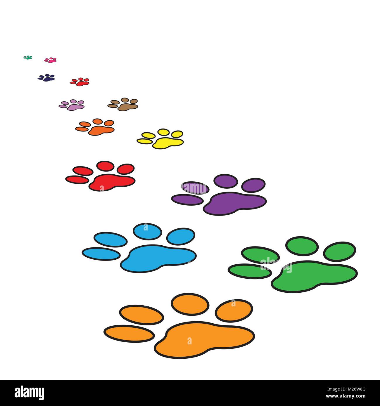 Colorful paw print icon vector illustration isolated on white ...