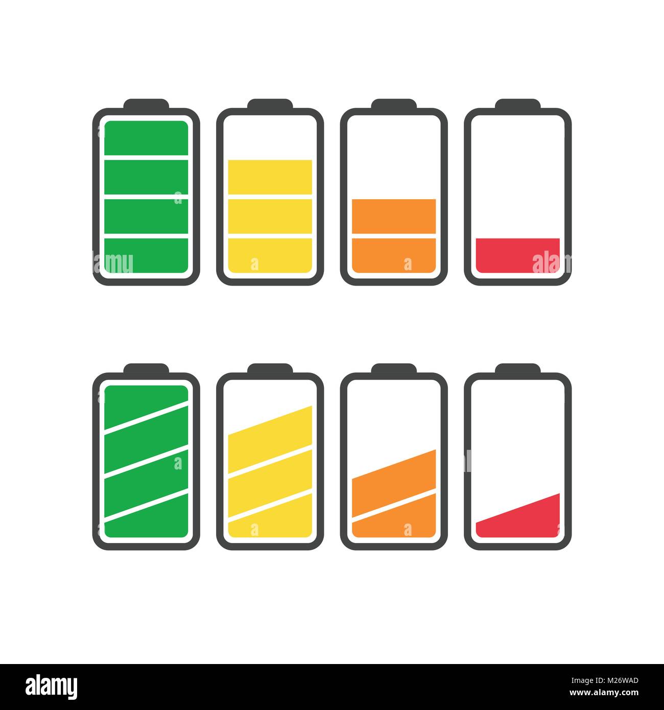 Battery icon vector set isolated on white background. Symbols of ...