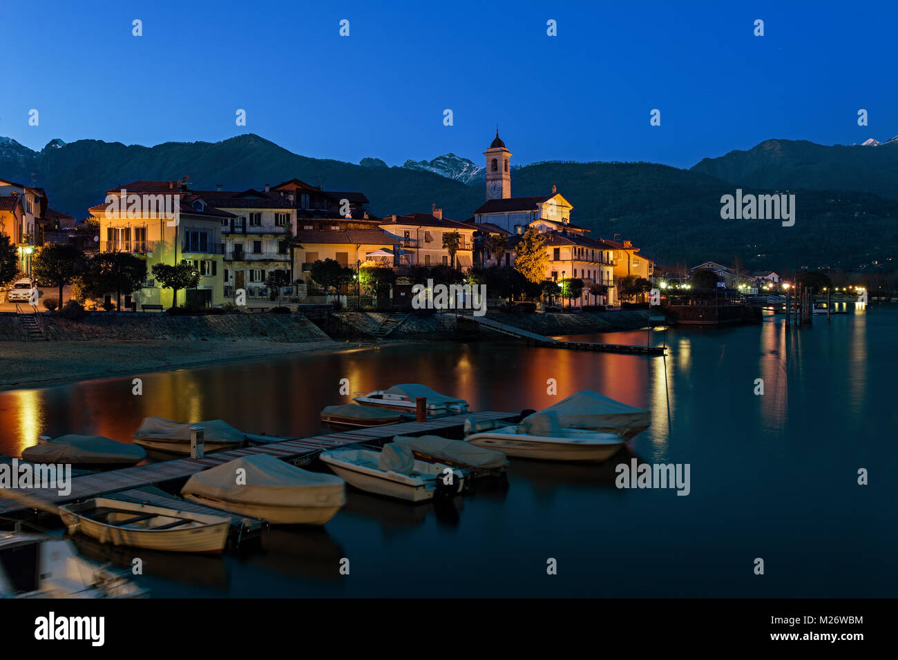 Baveno, Lake maggiore, Italy. Reflection on the water by the lake at ...