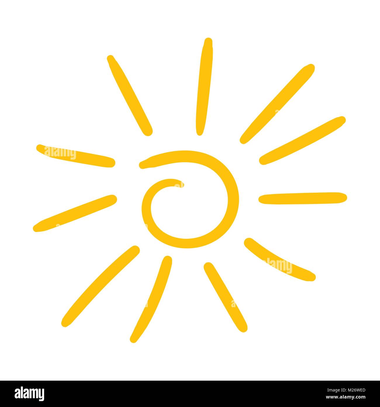Hand drawn sun icon. Vector illustration isolated on white background ...