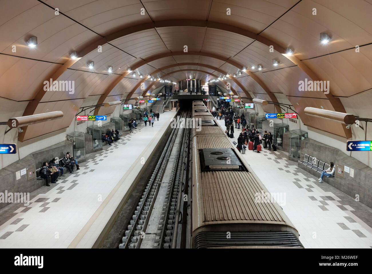 Interior of Serdica Metro platform in the city of Sofia capital of ...