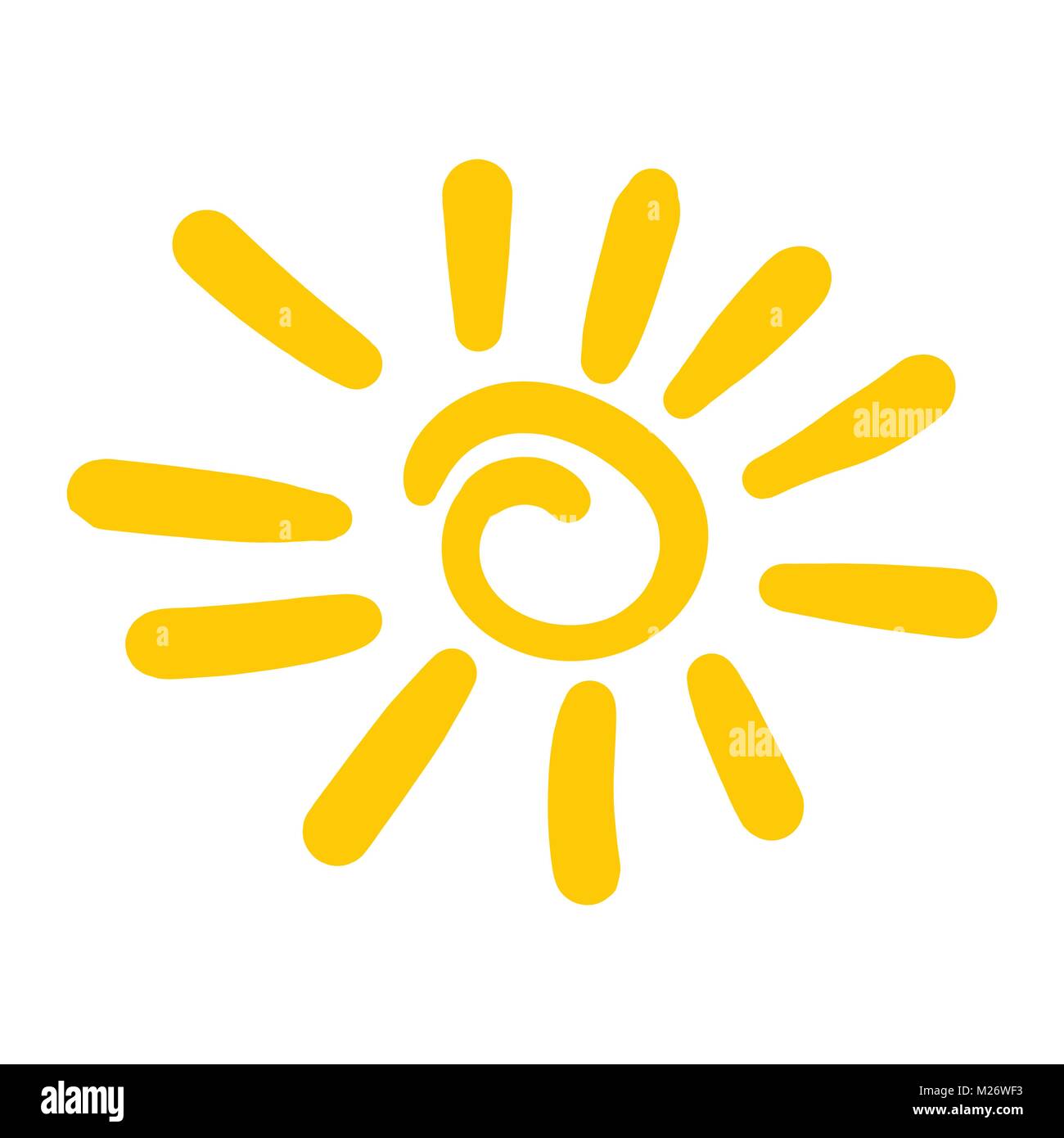 Hand drawn sun icon. Vector illustration isolated on white background ...