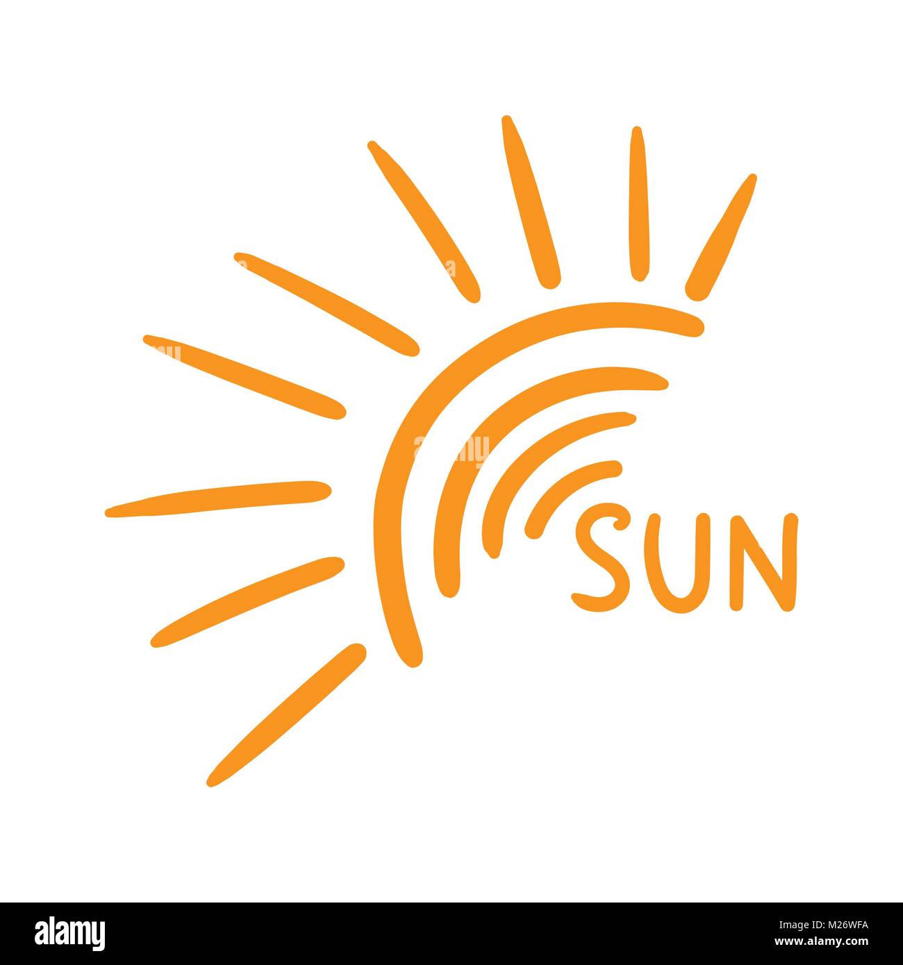 Hand drawn sun icon. Vector illustration isolated on white background ...