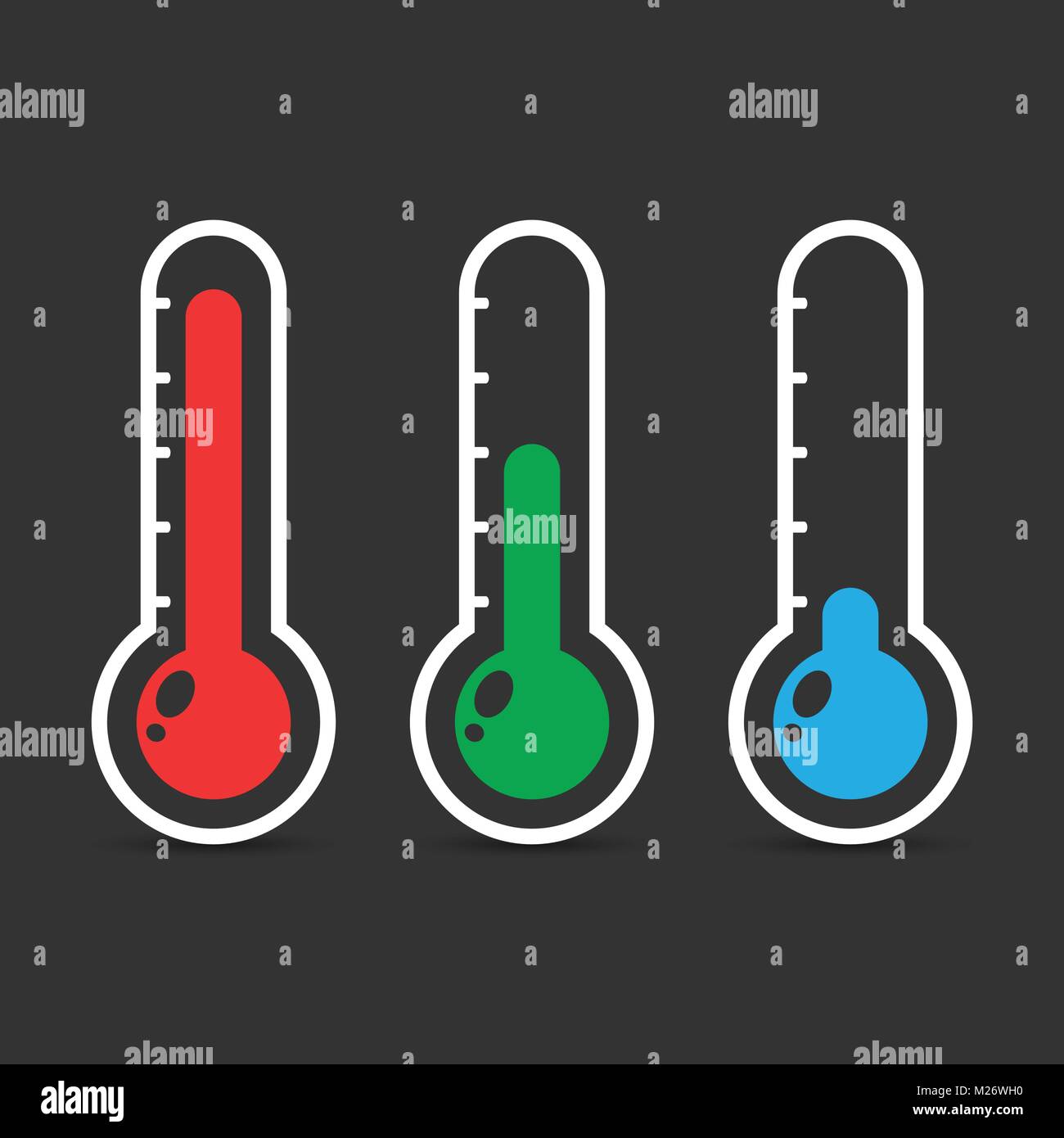 Thermometers icon with different levels. Flat vector illustration ...