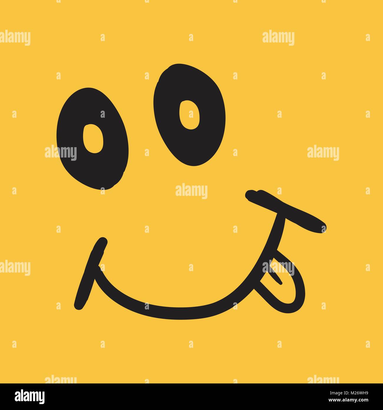 Simple smile with tongue vector icon. Hand drawn face doodle ...