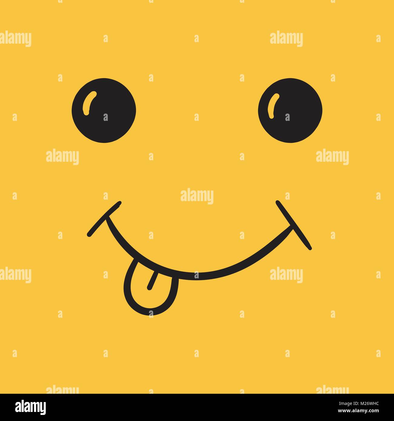 Simple smile with tongue vector icon. Hand drawn face doodle ...