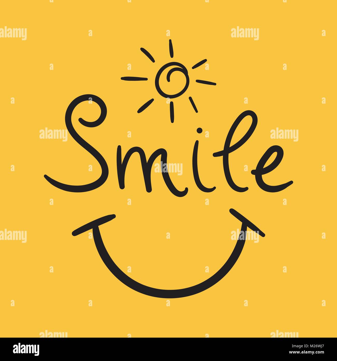 Smile text vector icon. Hand drawn illustration on white background ...