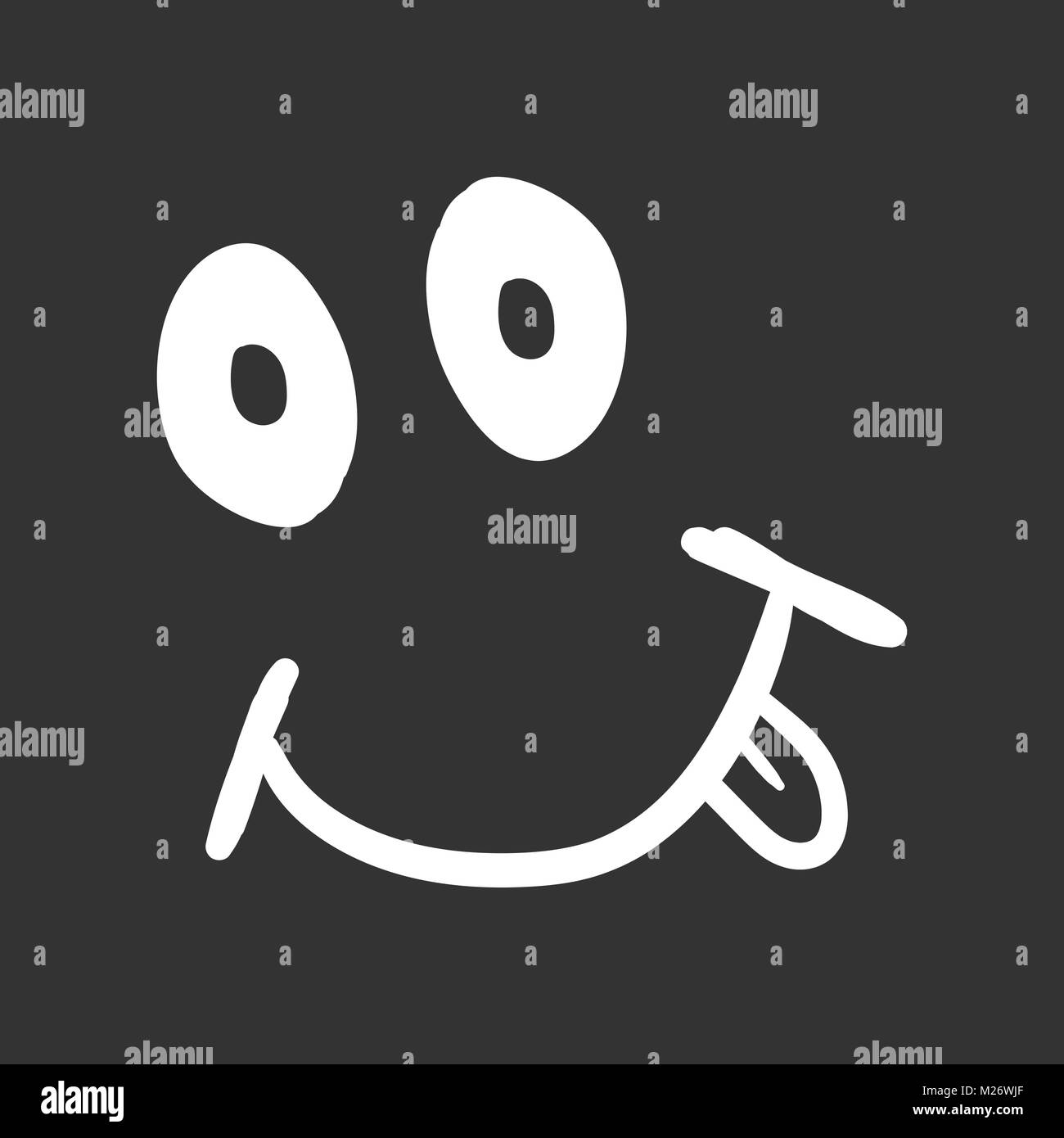 Simple smile with tongue vector icon. Hand drawn face doodle ...