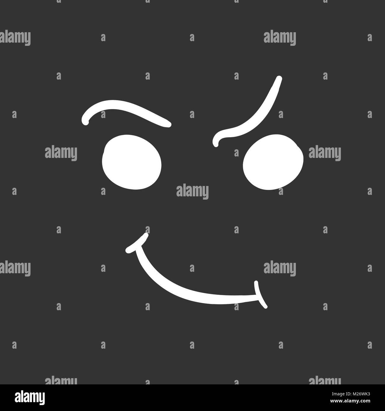 Simple smile vector icon. Hand drawn face doodle illustration on black ...