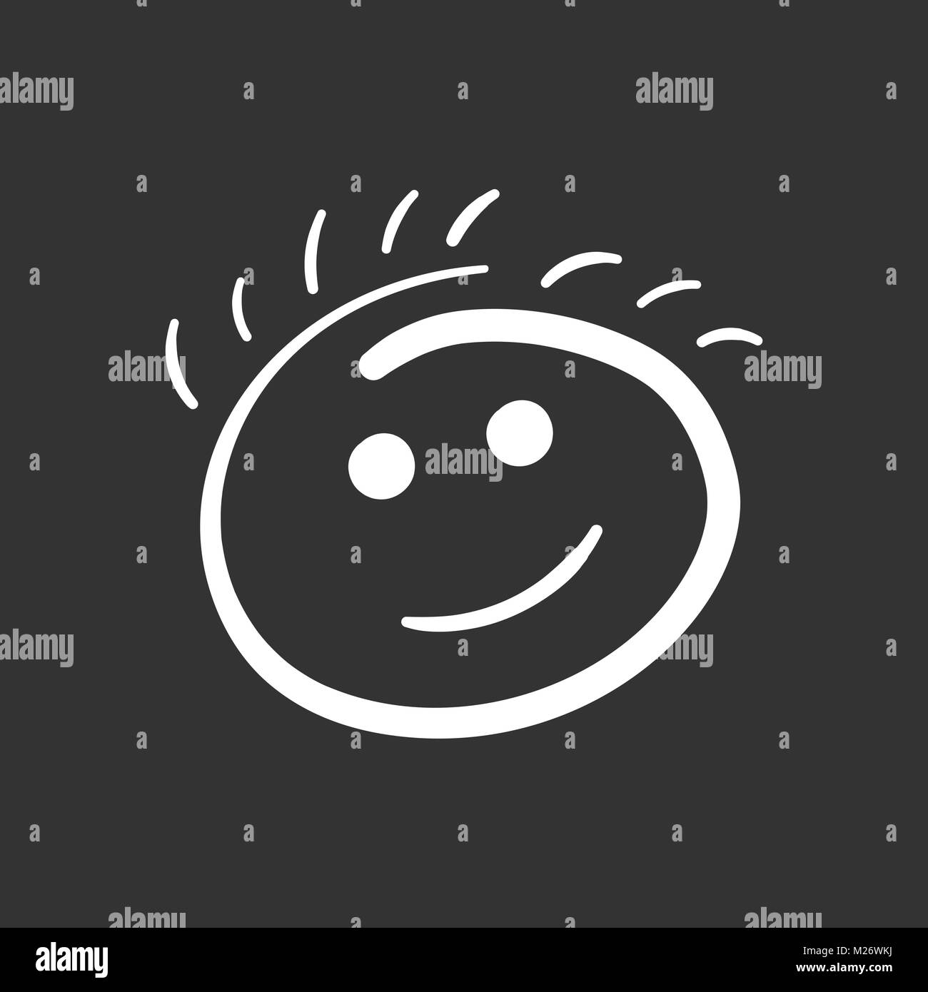 Simple smile vector icon. Hand drawn face doodle illustration on black ...