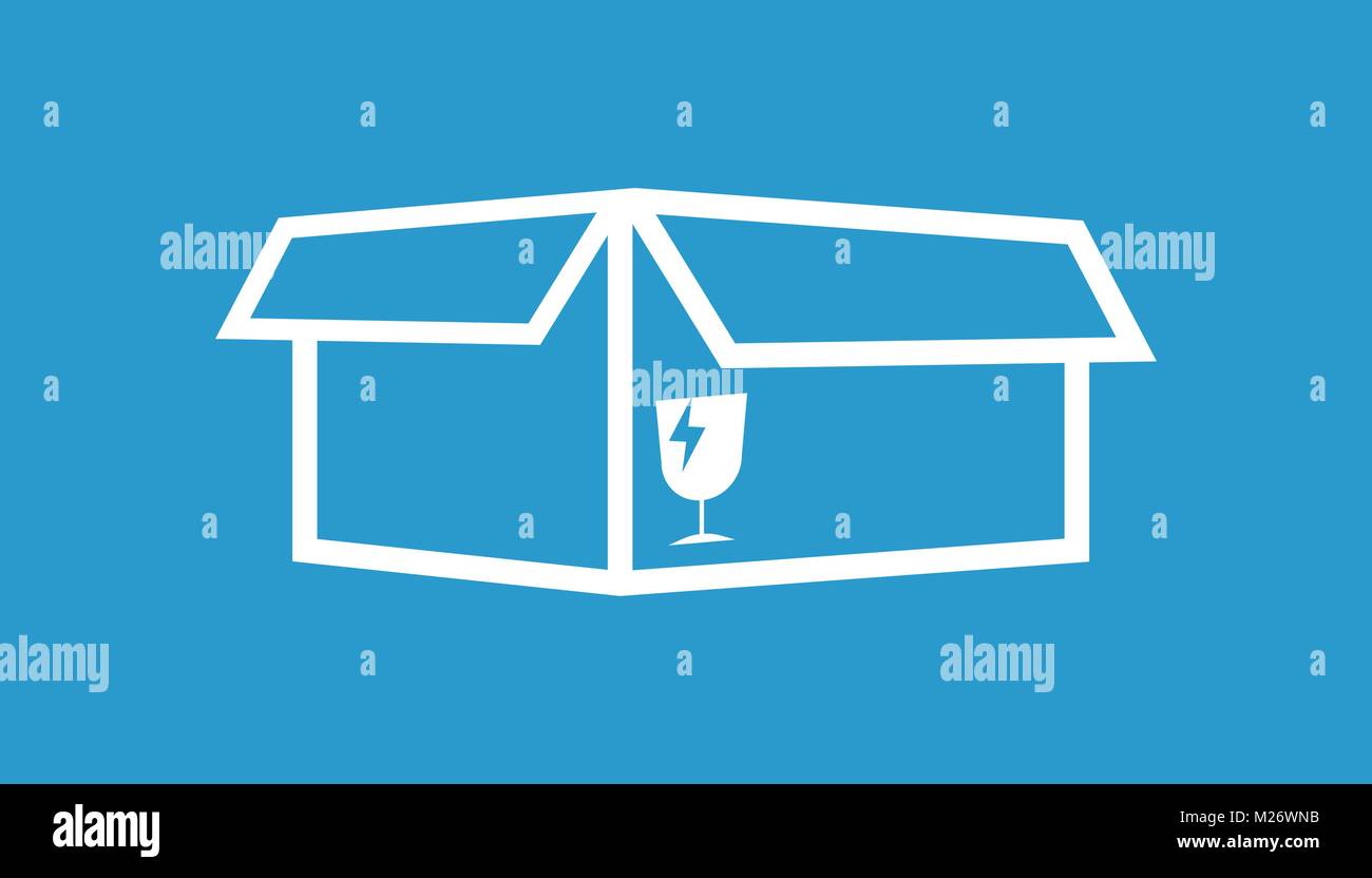 Open box icon. Shipping pack flat vector illustration on blue ...