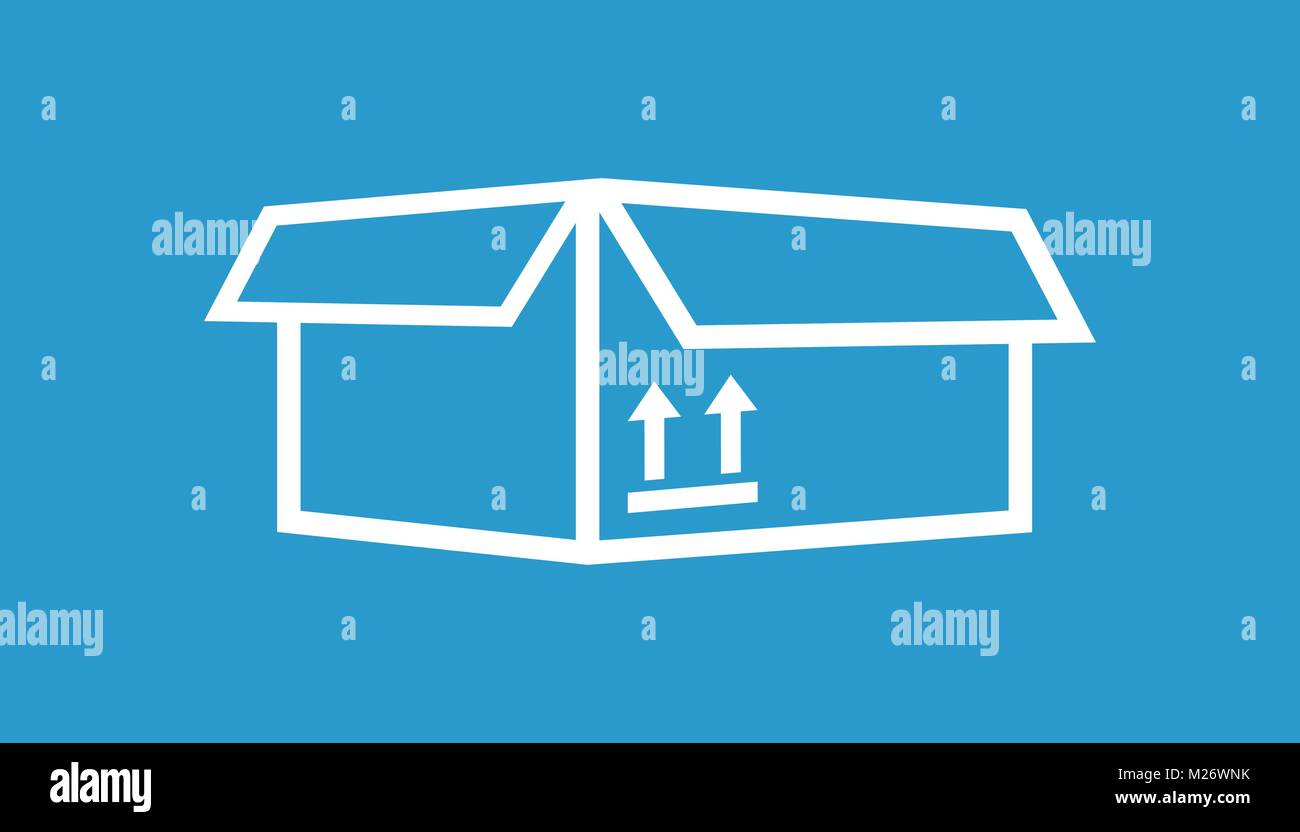 Packaging box icon with arrow symbol. Shipping pack simple vector ...
