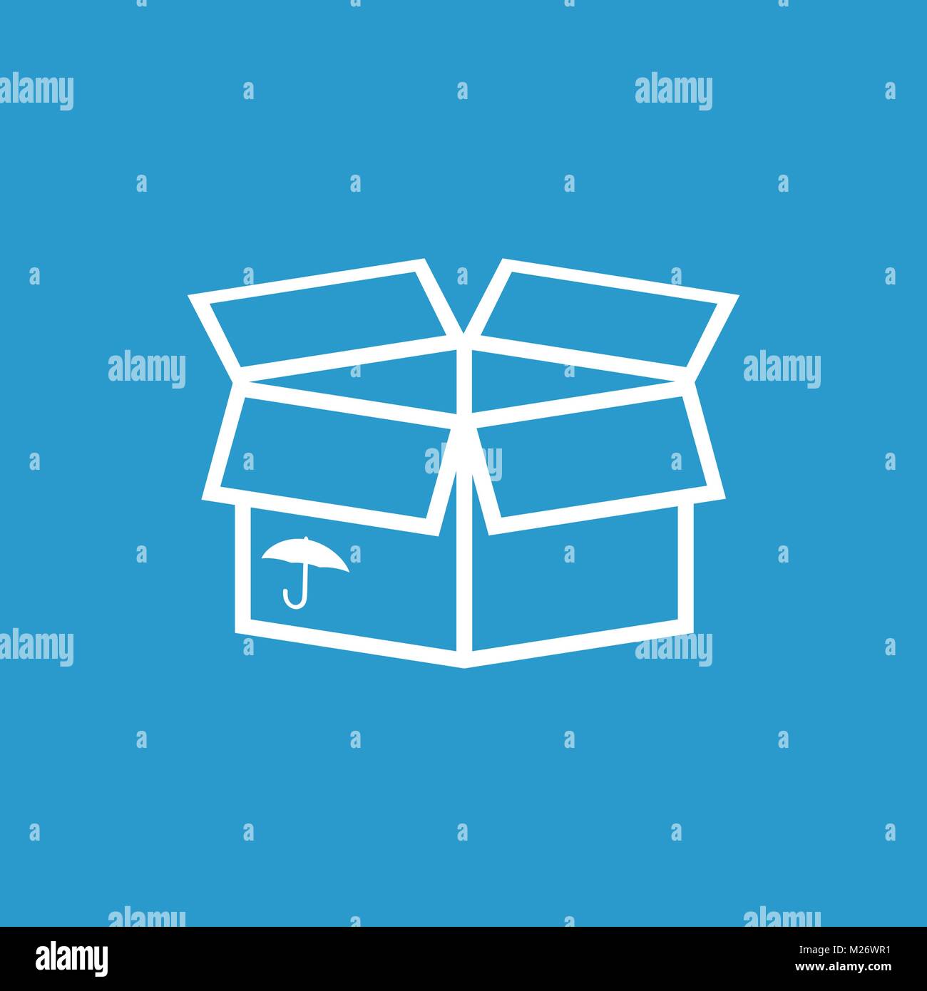 Packaging box icon with umbrella symbol. Shipping pack simple vector ...