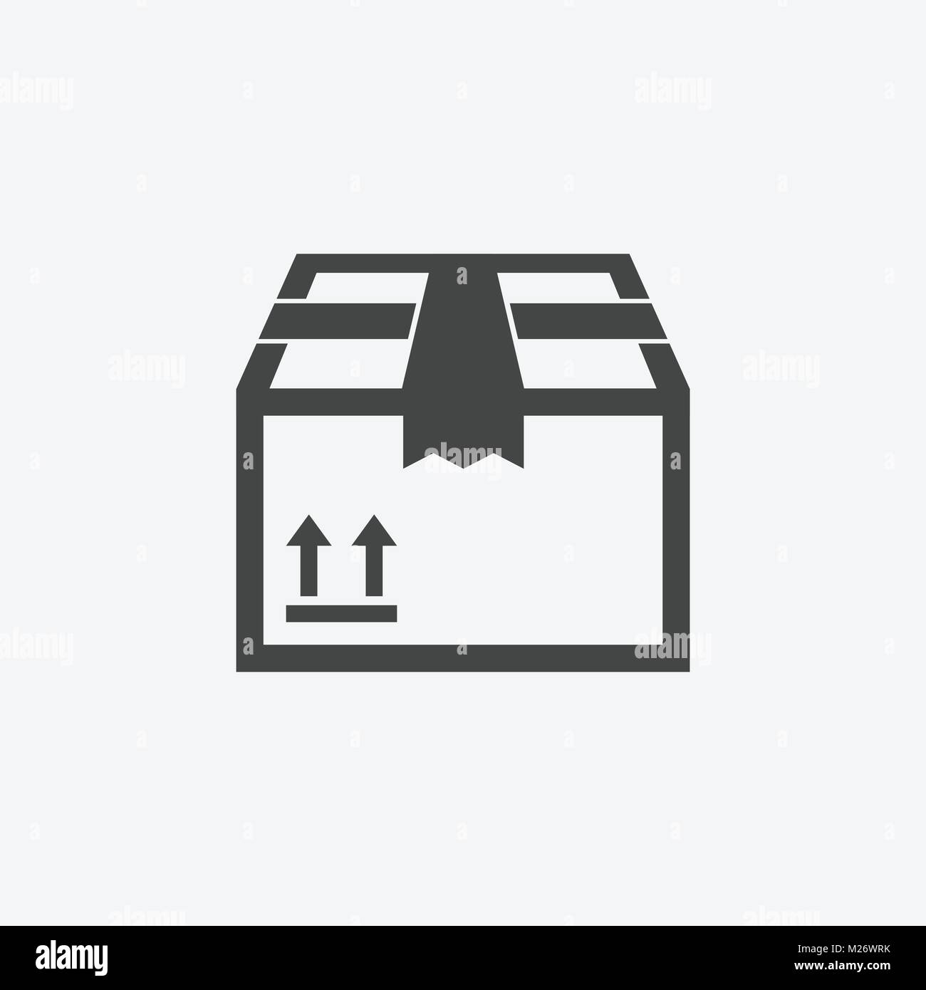 Packaging box icon with arrow symbol. Shipping pack simple vector ...