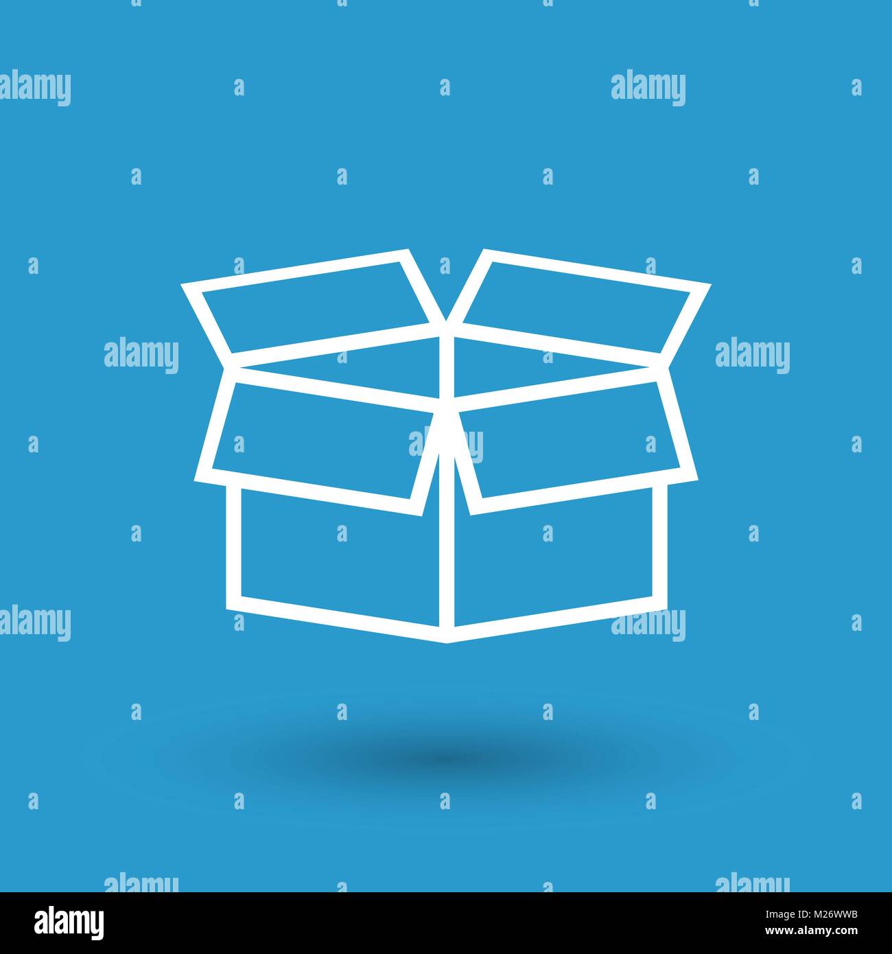 Open box icon. Shipping pack flat vector illustration on blue ...