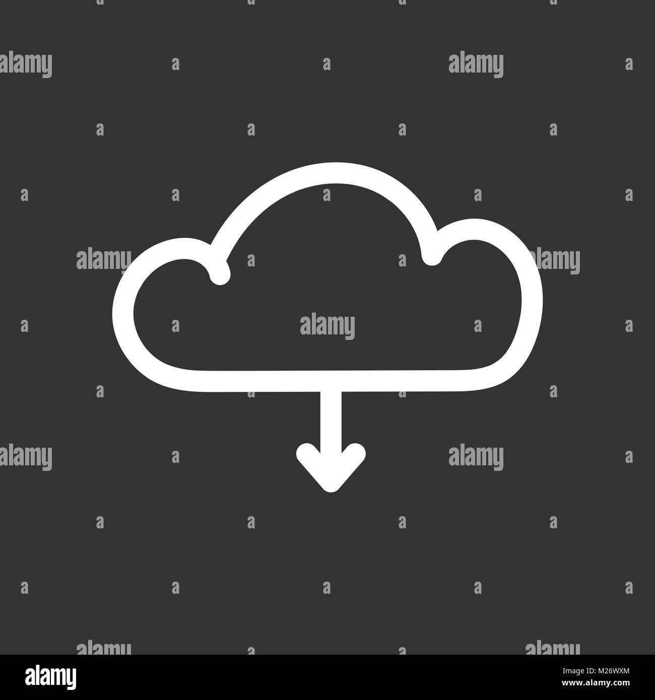 Cloud line icon. Internet download symbol. Flat vector illustration on ...