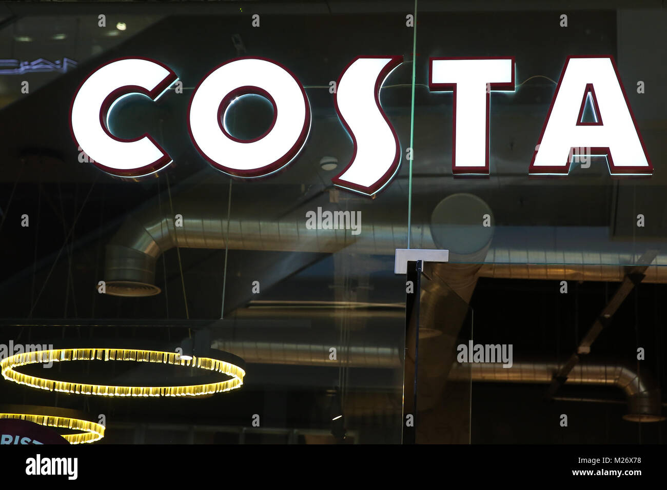 High street stores in Westfield Stratford, London Featuring: Costa ...