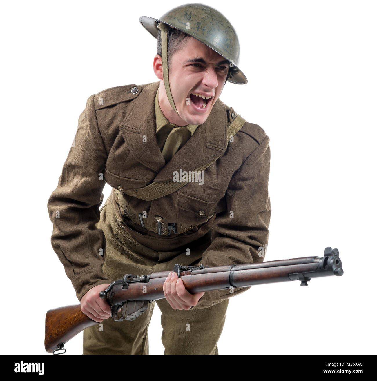 WW1 British Army Soldier from France 1918, isolated on white background ...