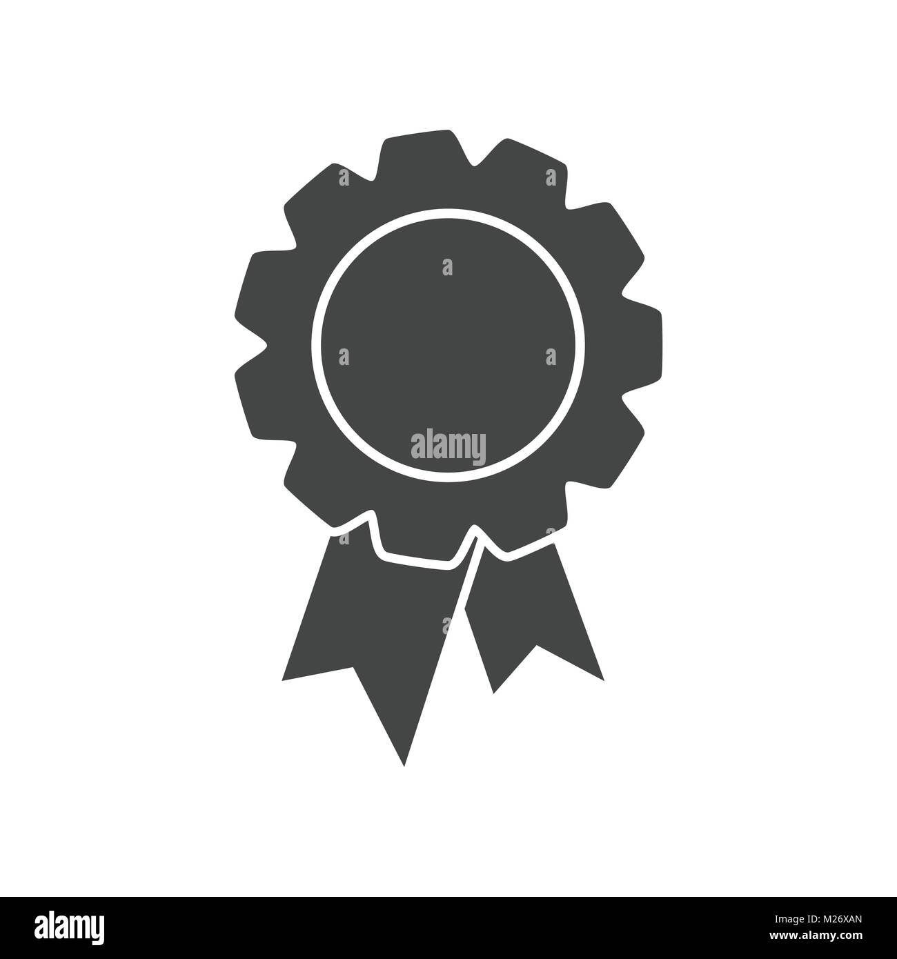 Badge with ribbon icon. Vector illustration in flat style on white ...