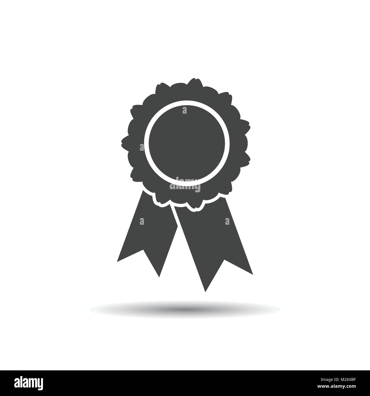 Badge with ribbon icon. Vector illustration in flat style on white ...
