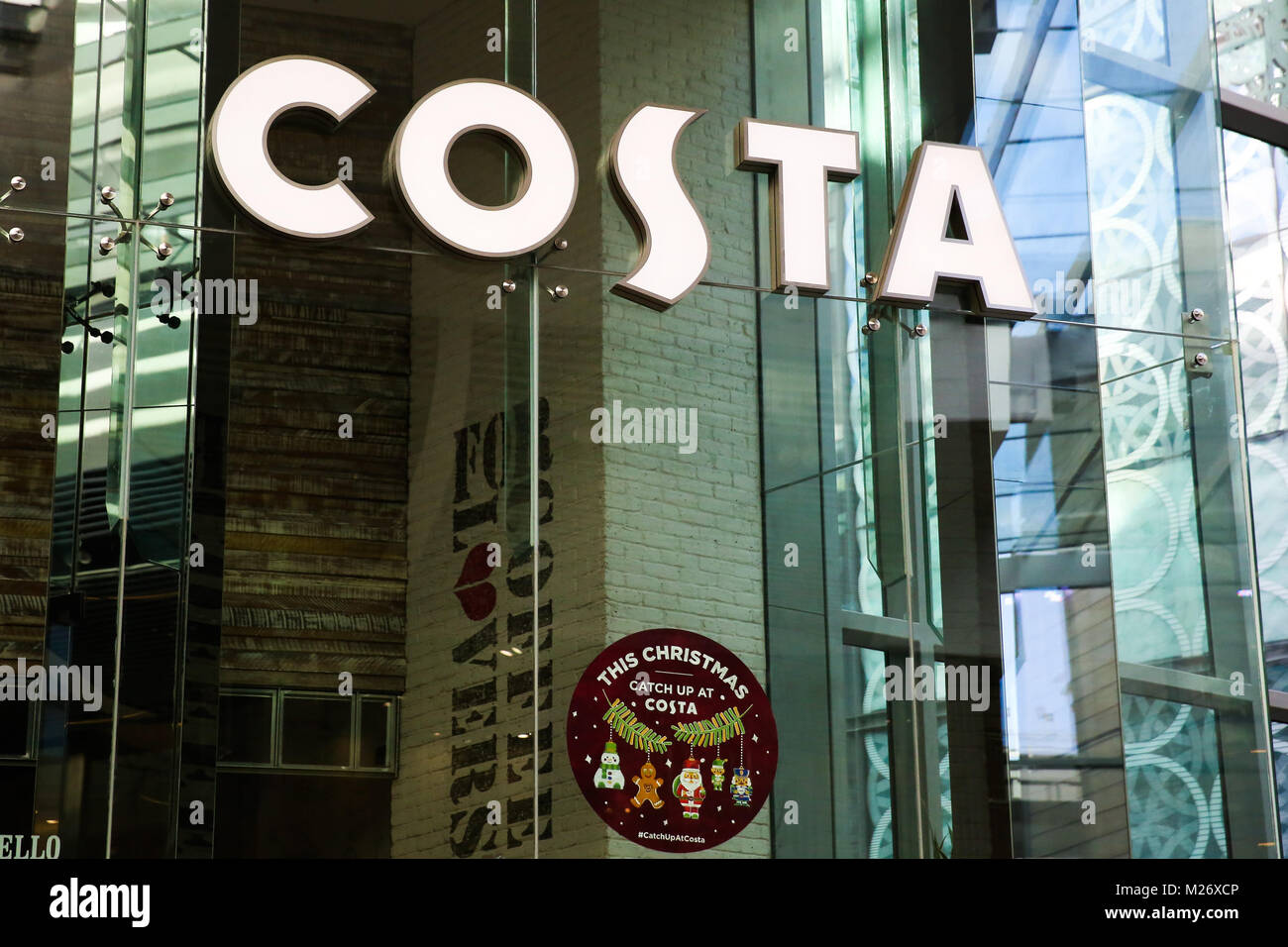 High street stores in Westfield Stratford, London Featuring: Costa ...