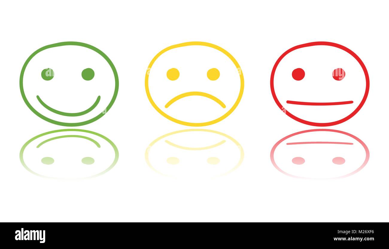 Hand drawn smiley icon on mirror. Emotion face vector illustration in ...