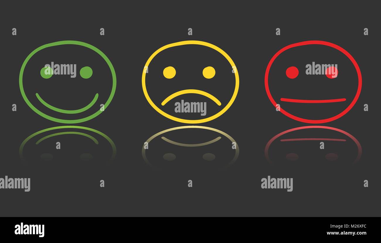 Hand drawn smiley icon on mirror. Emotion face vector illustration in ...