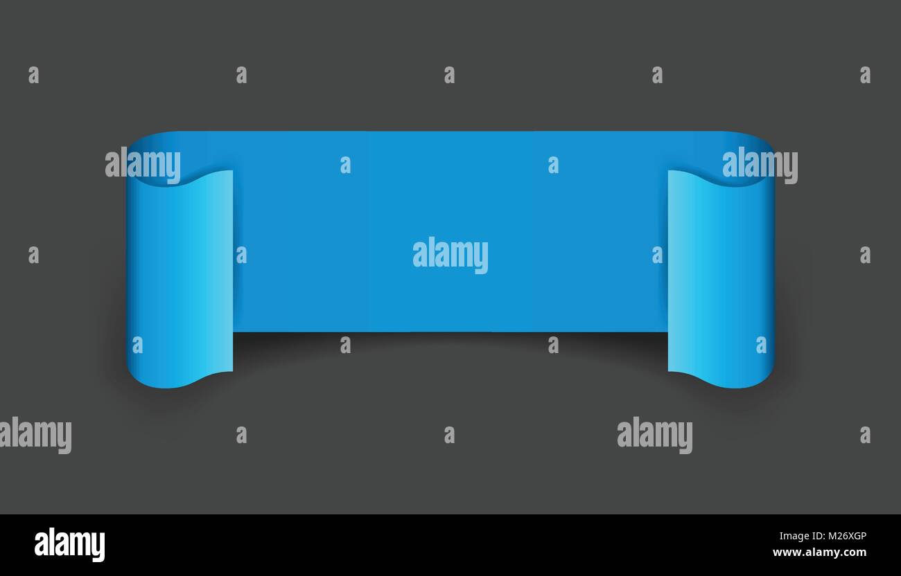 Empty ribbon vector icon. Blank sticker label on black background Stock ...