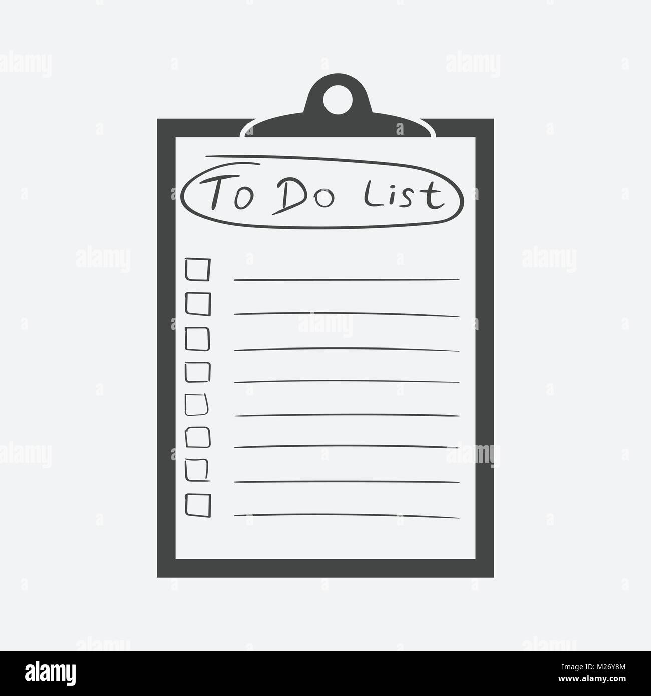 To do list icon with hand drawn text. Checklist, task list vector illustration in flat style on ...
