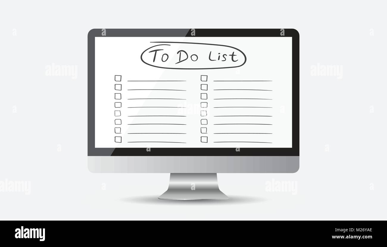 Businessman to do list, checklist with computer. Check list icon flat ...