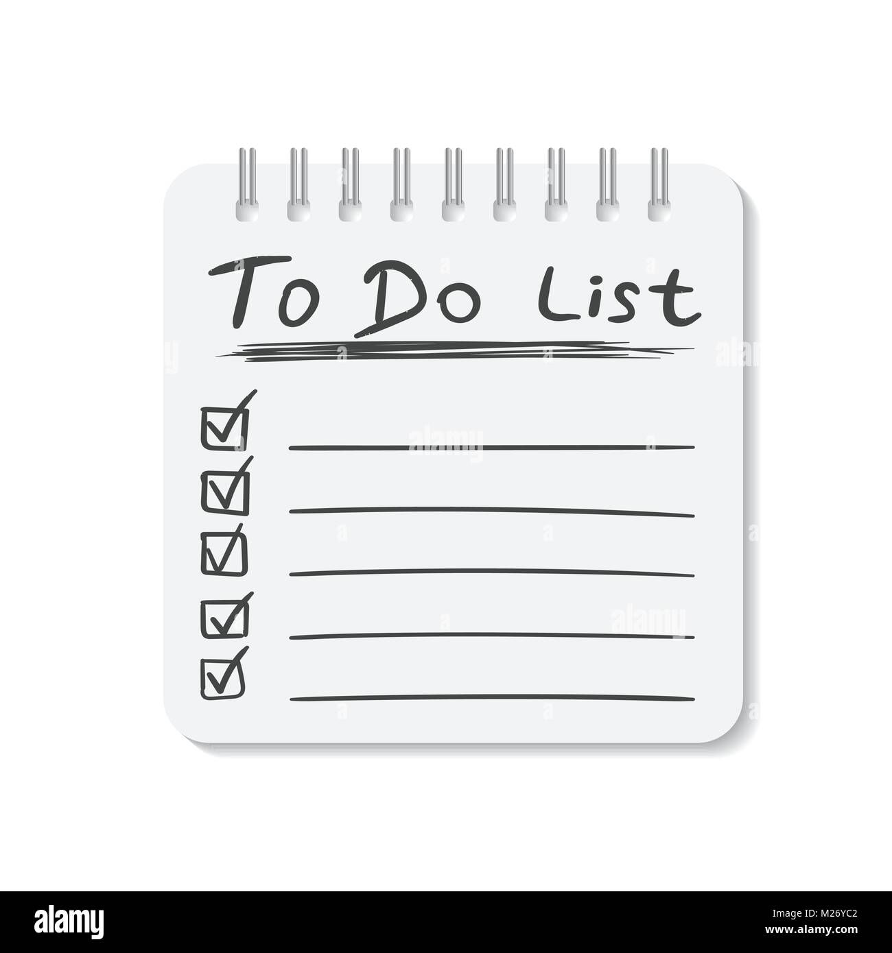 Realistic notepad with spiral. To do list icon with hand drawn text ...
