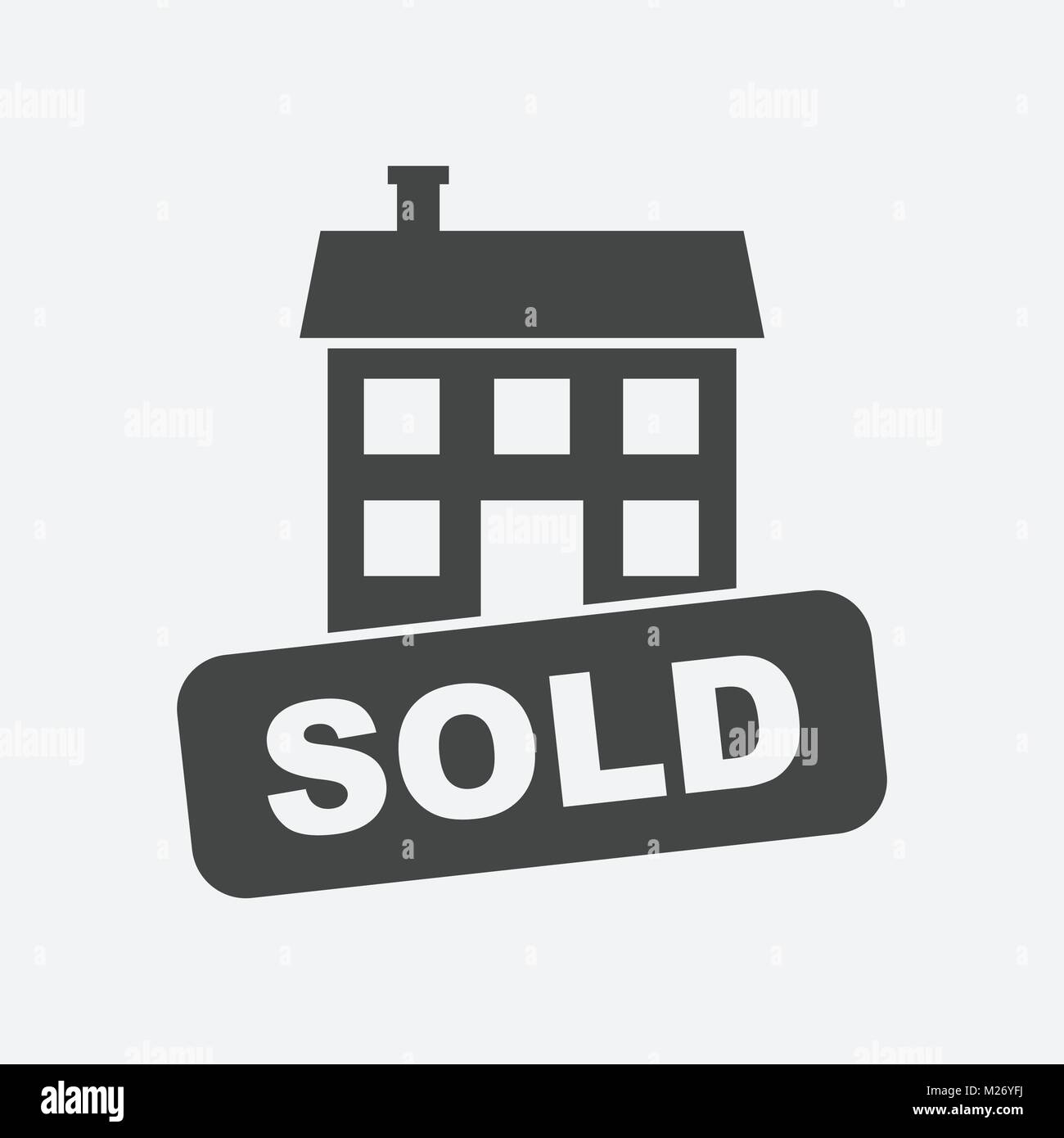 Sold house icon. Vector illustration in flat style on white background ...