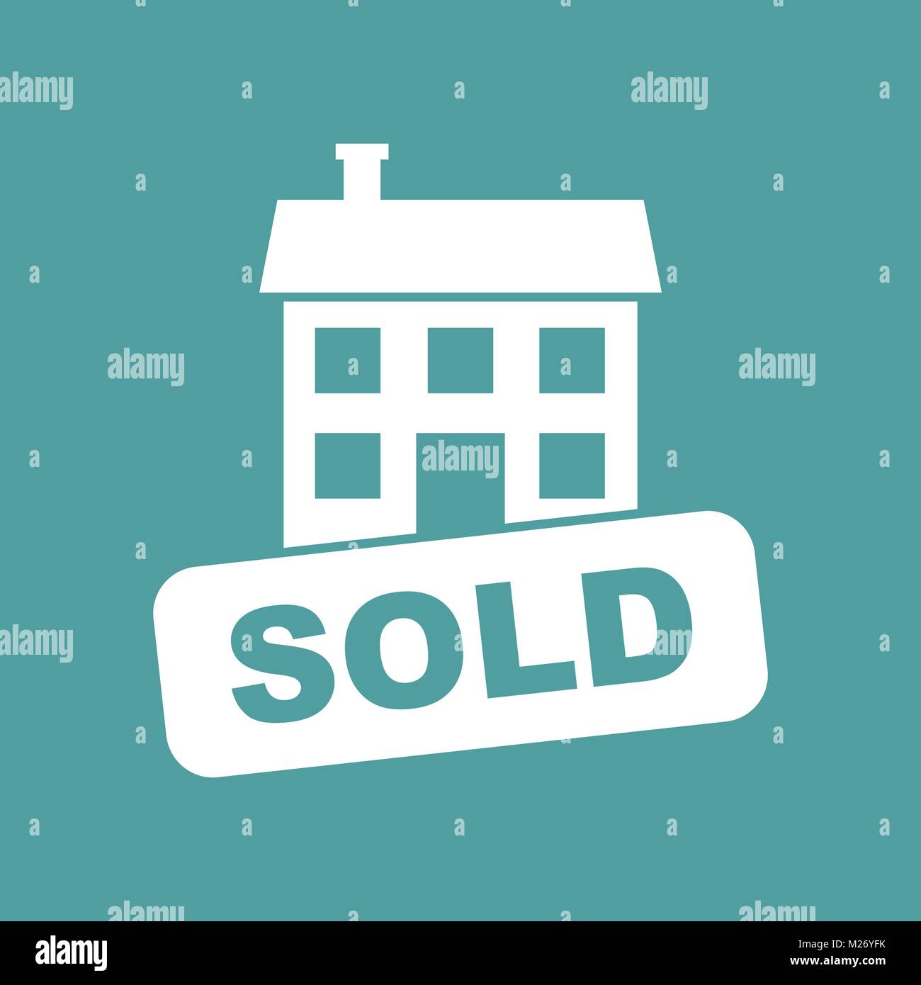Sold house icon. Vector illustration in flat style on isolated ...