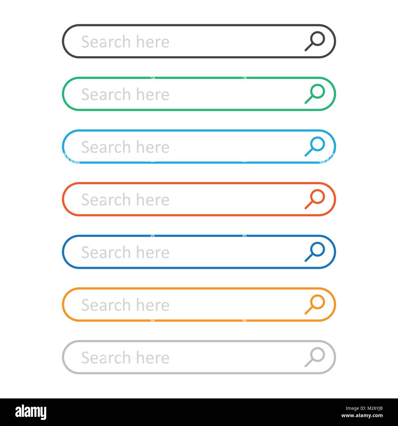 Search bar field. Set vector interface elements with search button ...