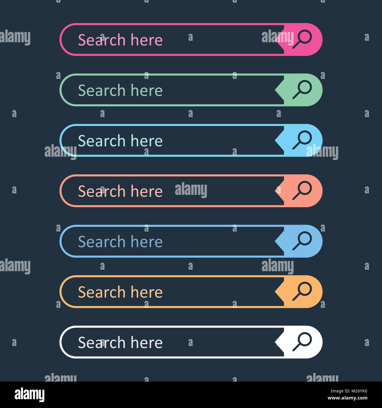 Search bar field. Set vector interface elements with search button ...