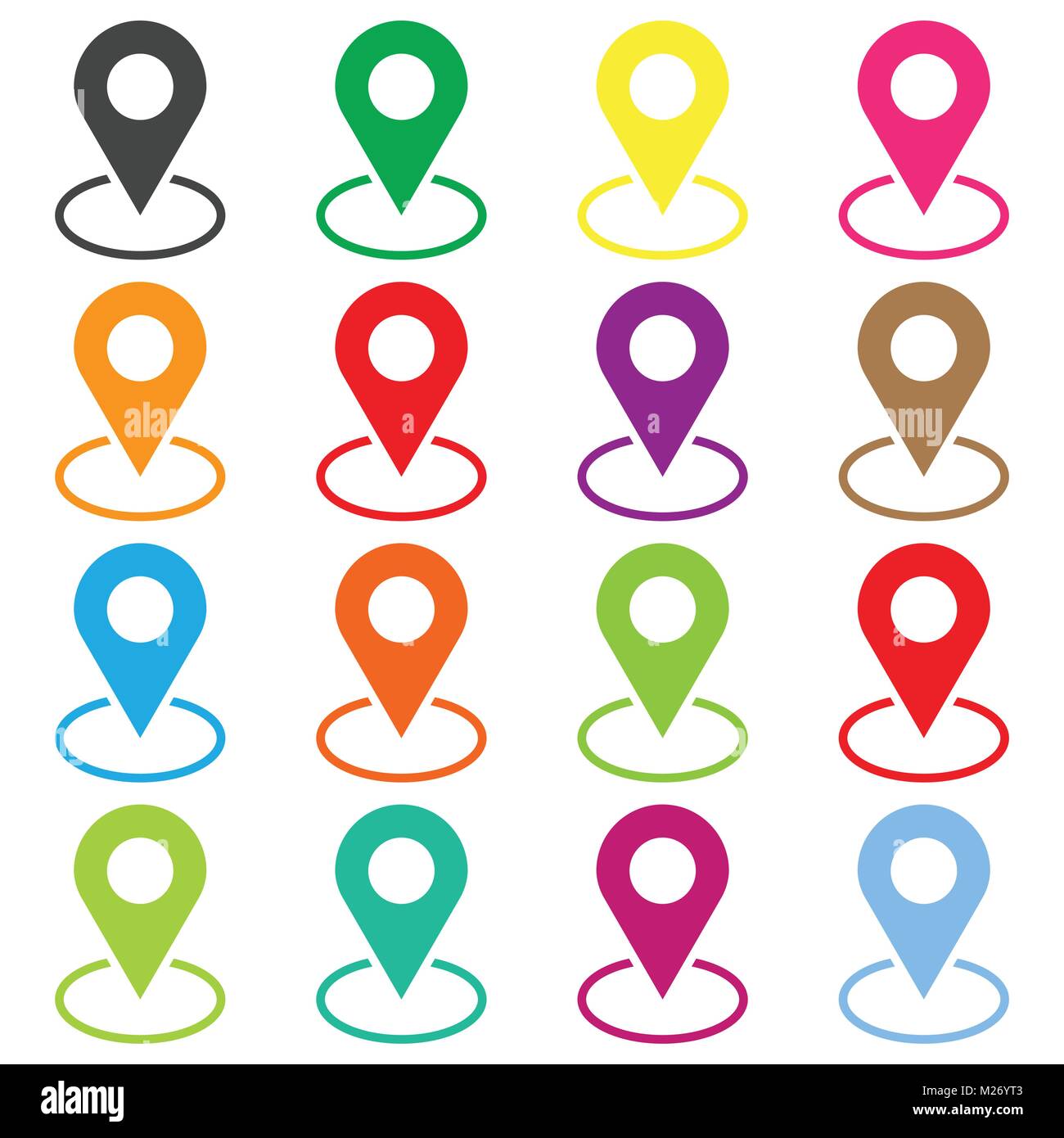 Set vector pin icons. Location sign in flat style isolated on white ...