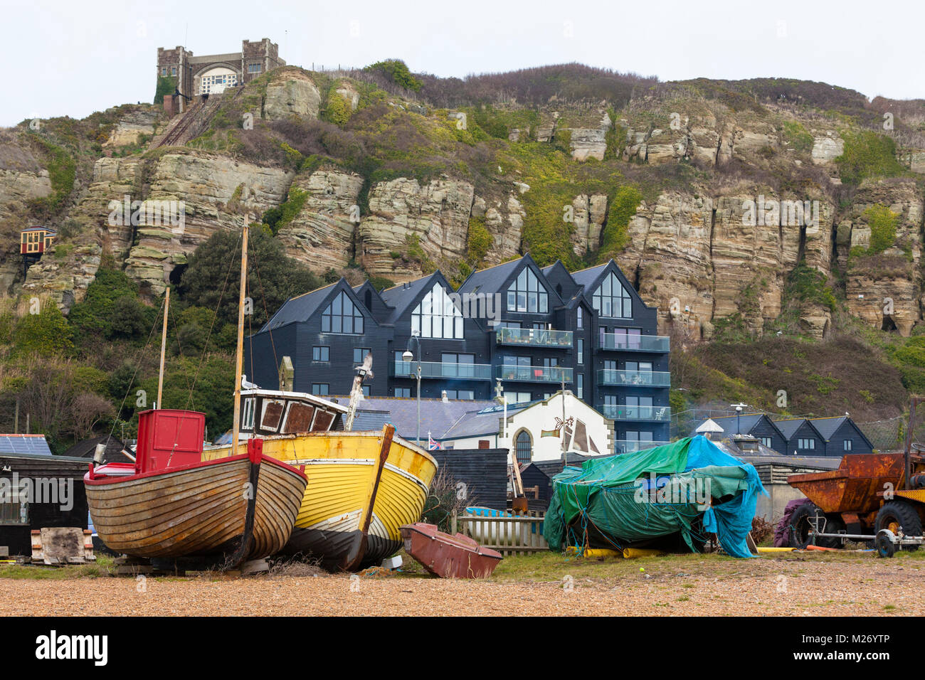 Fishing boats, the stade beach, rock-a-nore, hastings, east sussex, uk ...