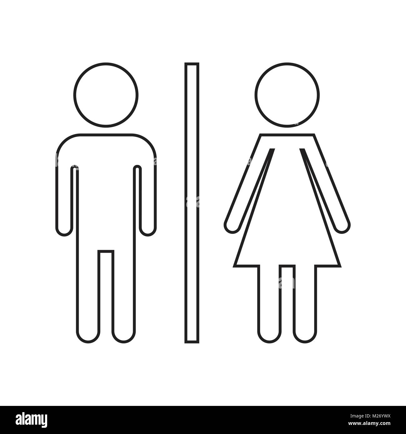 WC, toilet line vector icon . Men and women sign for restroom on white ...
