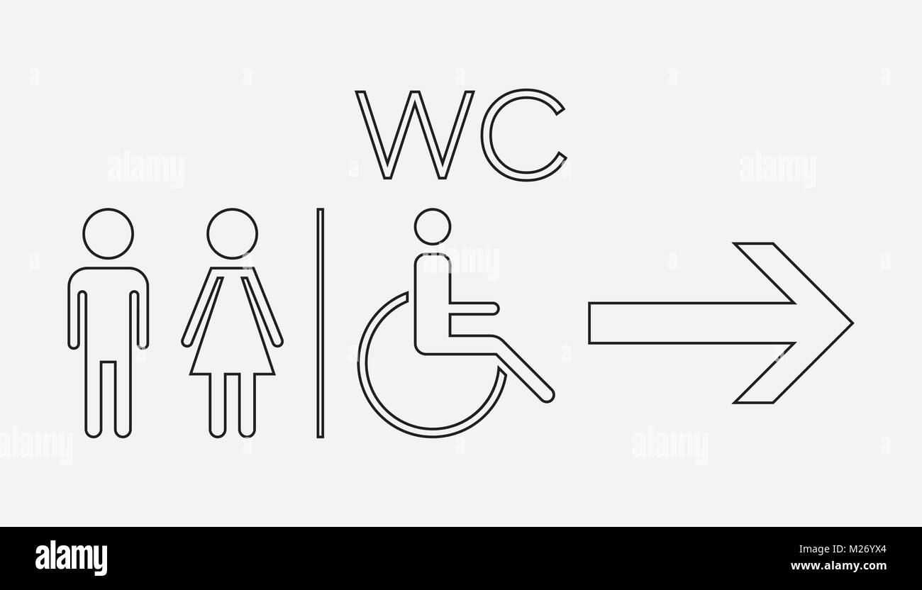 WC, toilet line vector icon . Men and women sign for restroom on white ...